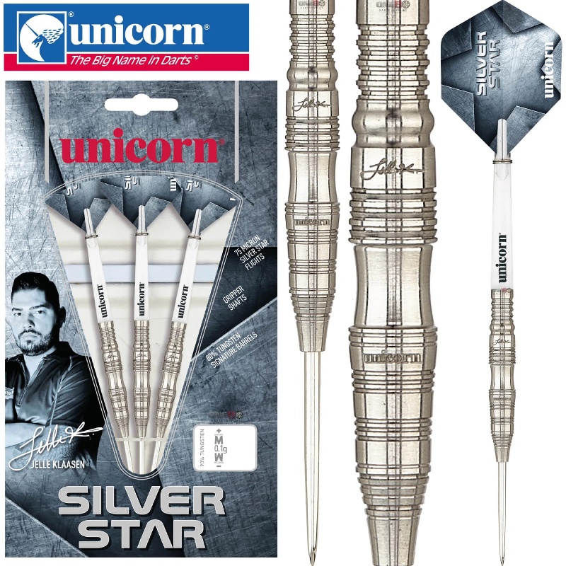 Unicorn Steel tip Darts - Jelle Klaasen Silver Star Signature Dart 21g ...