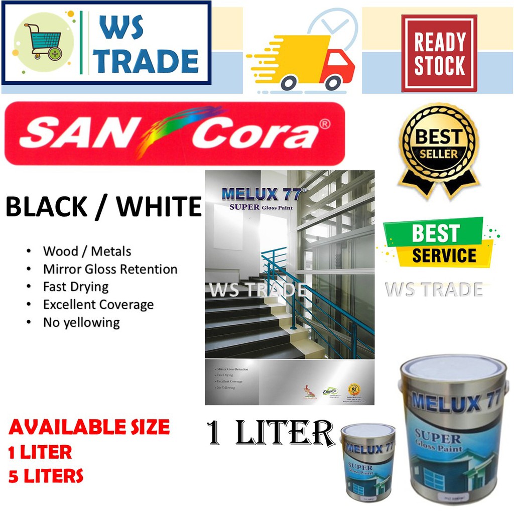 SANcora Melux 77 Super Gloss Paint @ 1Liter for Wood / Metal (Black ...