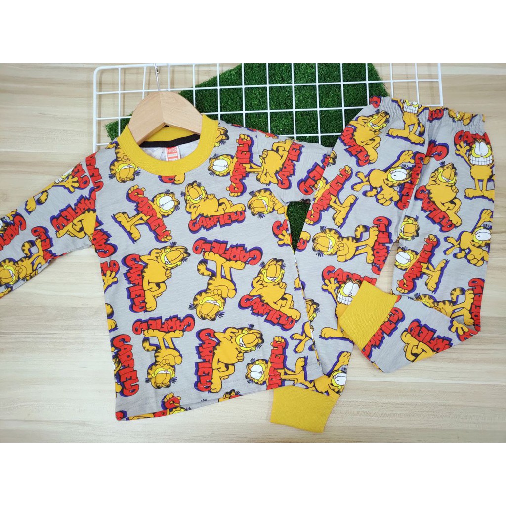 PYJAMAS KIDS GARFIELD ORANGE GREY | Shopee Malaysia