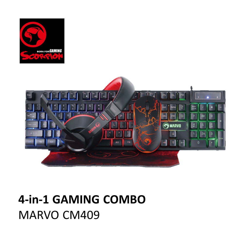 Marvo Scorpion CM409 RGB 4-in-1 GAMING Combo set | Shopee Malaysia