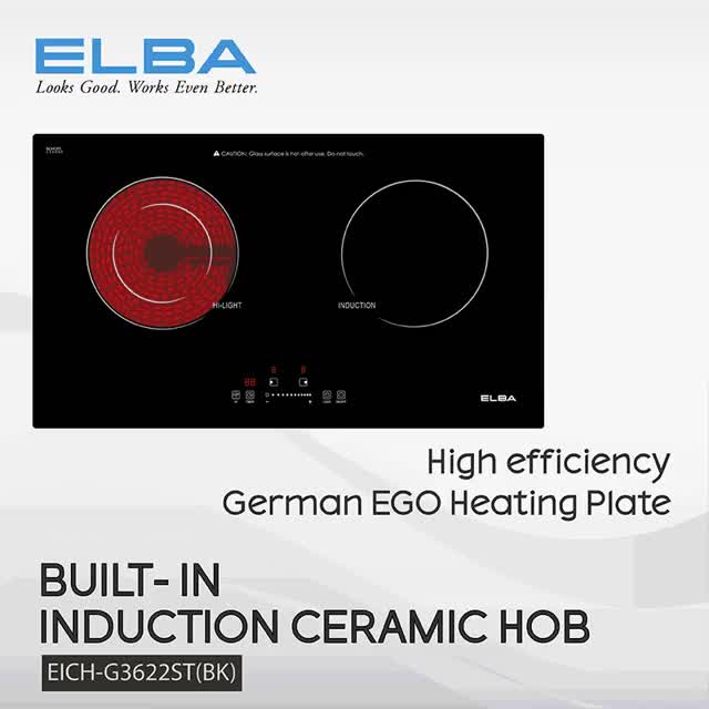 Elba 2200W Ceramic Cooker + 2100W Induction Cooker Built In Induction ...