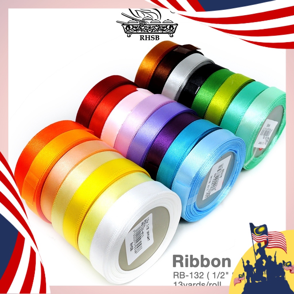 13yrd /ROLL 1.27cm (1/2') SATIN RIBBON / REBEN / RIBBON HADIAH / RB-132 ...