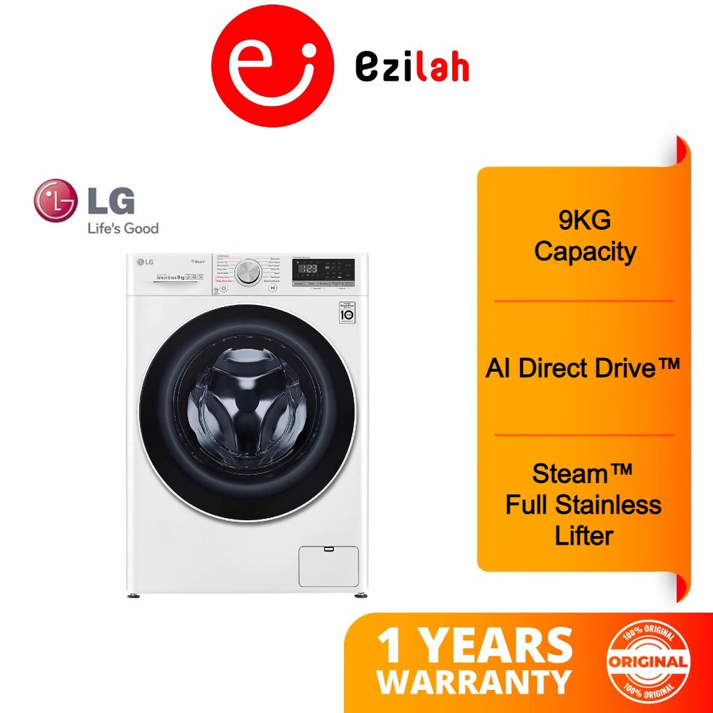 LG 9kg Front Load Washer with AI Direct Drive™ and Steam™ FV1409S4W ...