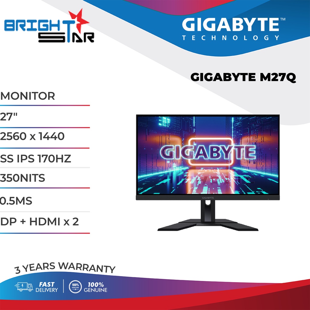 GIGABYTE 27" GIGABYTE M27Q M27Q-P GAMING MONITOR / SS IPS / 2560x1440 ...