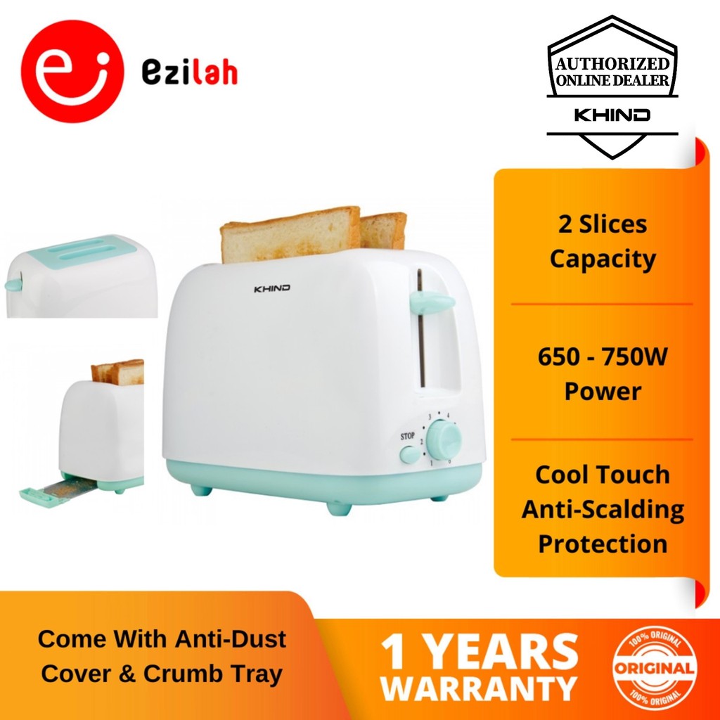 Khind 2 Slices Bread Toaster with Anti-Dust Cover BT808 | Shopee Malaysia