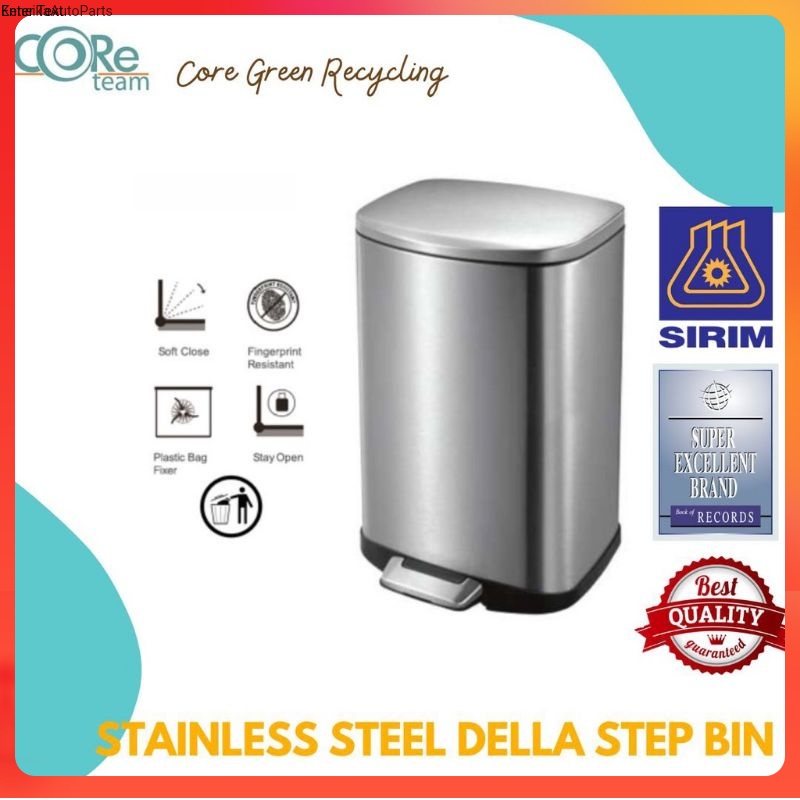 (Ready Stock) Core Green Recycling 12L STAINLESS STEEL DELLA STEP BIN ...