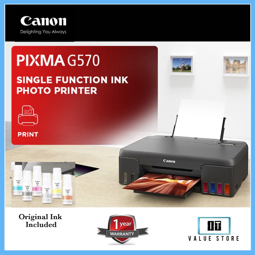 Canon PIXMA G570 Single Function (Print only) 6-Colour Ink tank Wi-Fi ...