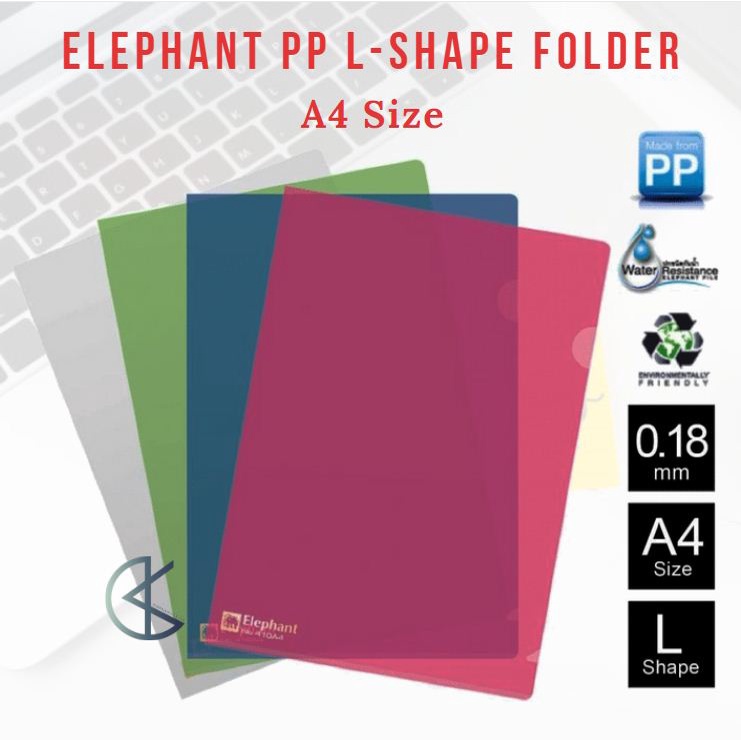 Elephant PP L-Shape Folder File / Transparent Clear Colour L Folders Document Holder File ( No ...