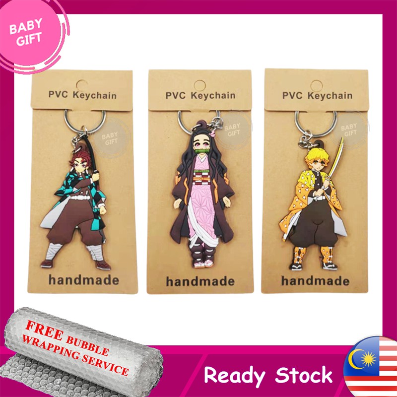 Cute Cartoon PVC Key Chain Dual Face Slim Demon Slayer Kimetsu no Yaiba ...