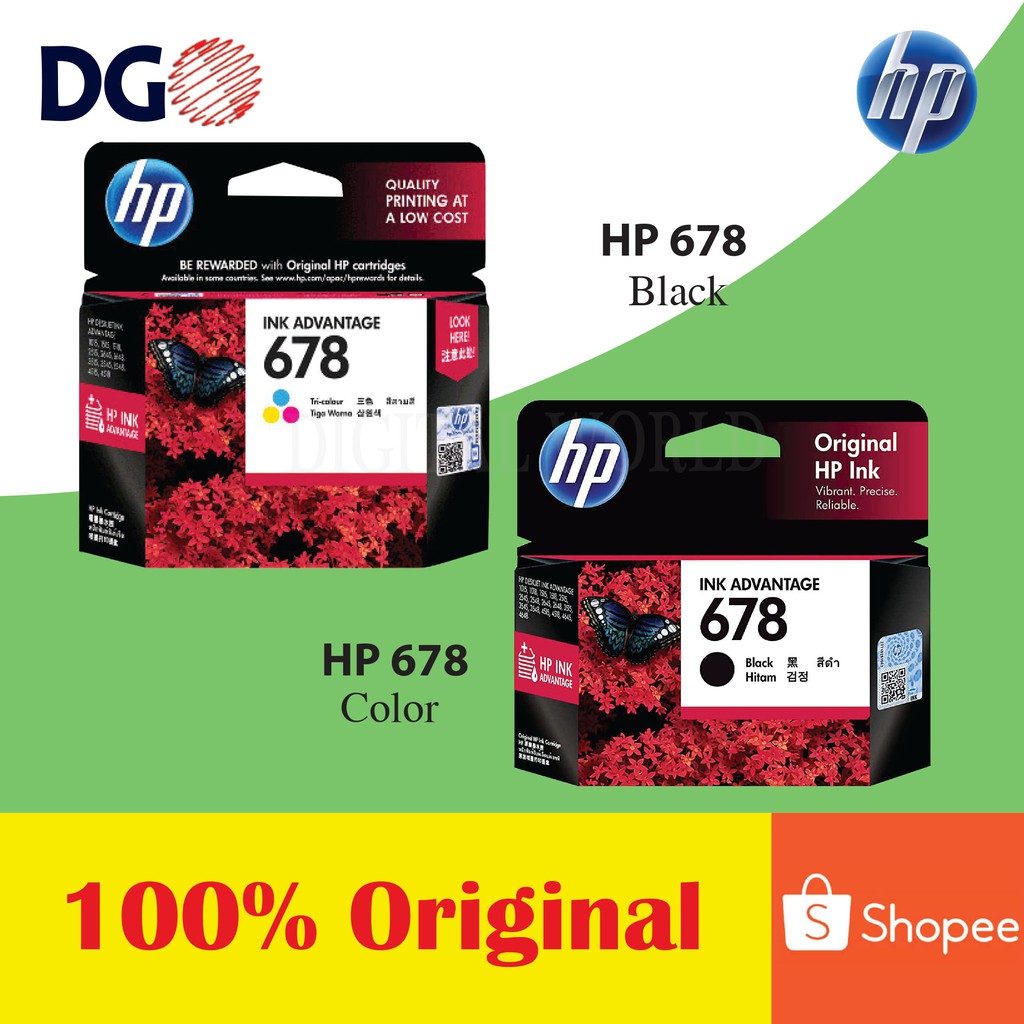 ORIGINAL HP 678 Black ( CZ107AA ) & HP 678 Tri - Colour ( CZ108AA ) Ink ...
