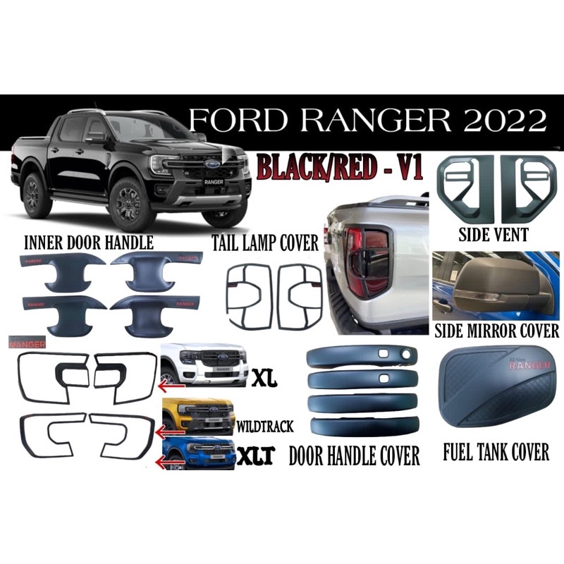 Ford ranger T9 2022 2023 2024 XL XLT WILDTRACK cover headlamp taillamp ...