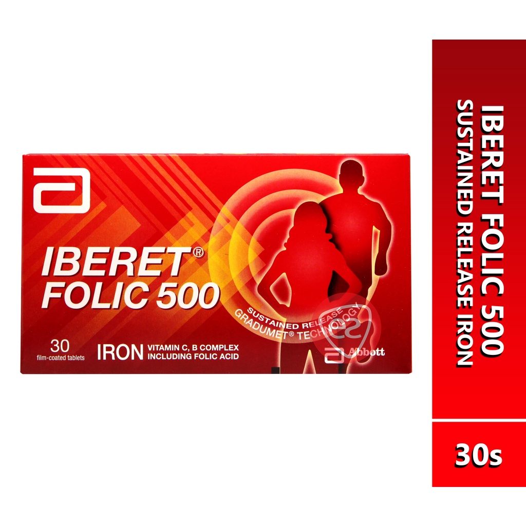 IBERET FOLIC 500 FILM COATED TABLET 30S (IRON, VITAMIN C, B COMPLEX ...
