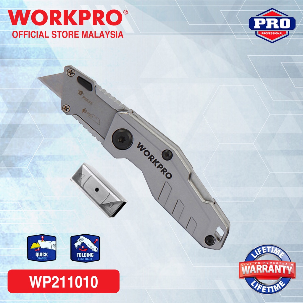 WORKPRO Mini Aluminum Quick Change Utility Knife with Mini Folding Box ...