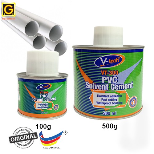 GBO VTECH VT300 Solvent Cement Gum PVC Pipe Glue 100g & 500G | Shopee ...