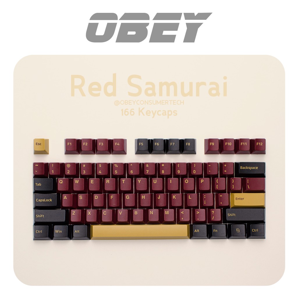 [𝙊𝙐𝙏 𝙊𝙁 𝙎𝙏𝙊𝘾𝙆] GMK-inspired Red Samurai Keycap Set | Doubleshot PBT ...