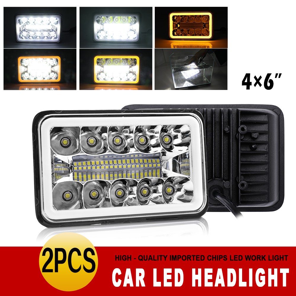 Braveway 4x6 5d halo amber drl sealed led headlights spot flood combo ...