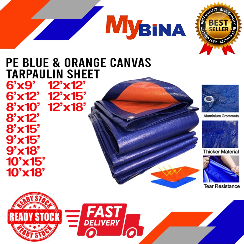Kanvas Biru Orange/PE Sheet/Waterproof Canvas Tarpaulin Sheet Canopy ...