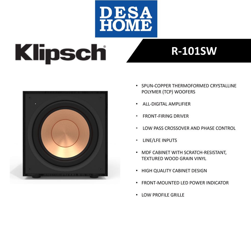 KLIPSCH R-101SW 300 WATTS 10" ACTIVE SUBWOOFER R101SW | Shopee Malaysia