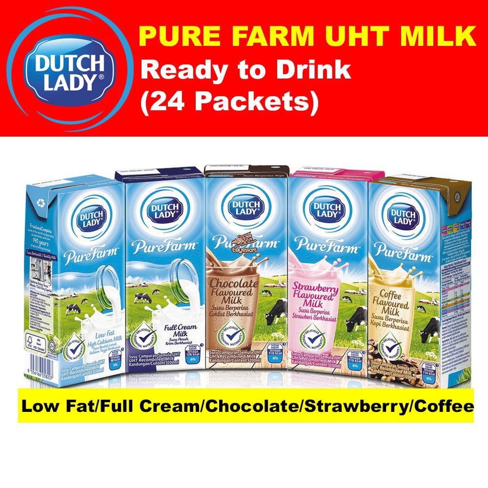 Milo dutch lady 200ml x 24pkts pure farm uht milk chocolate/ full cream ...