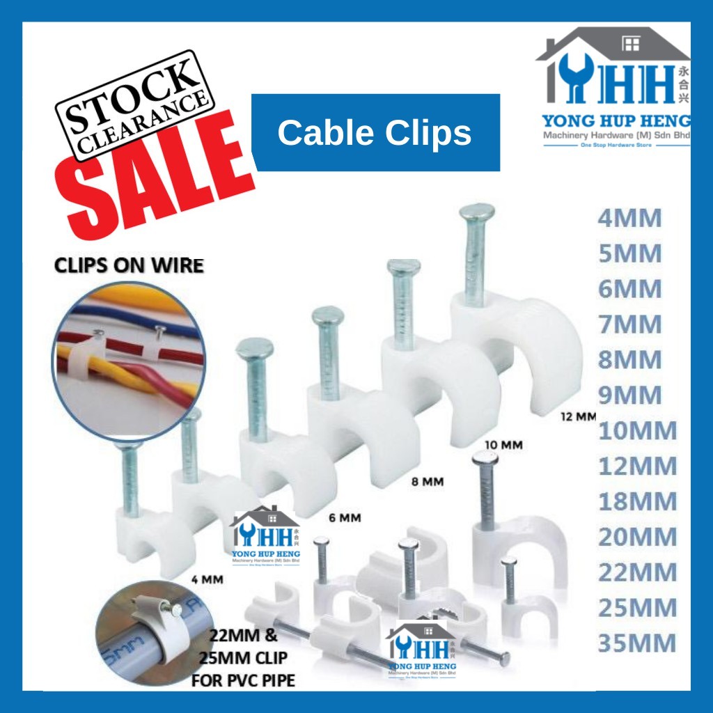 PVC Cable U Clip / Wall Wire Clip (4mm/5mm/6mm/8mm/10mm/12mm/18mm/20mm ...