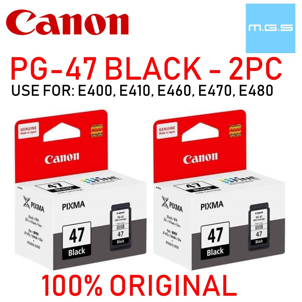2PC CANON PG-47 BLACK + PG-47 BLACK = PG47 + PG47 - E400 E410 E470 E480 ...