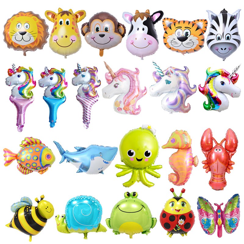 6pcs Mini Animal Foil Balloons Birthday Party Decorations Kids Ocean ...