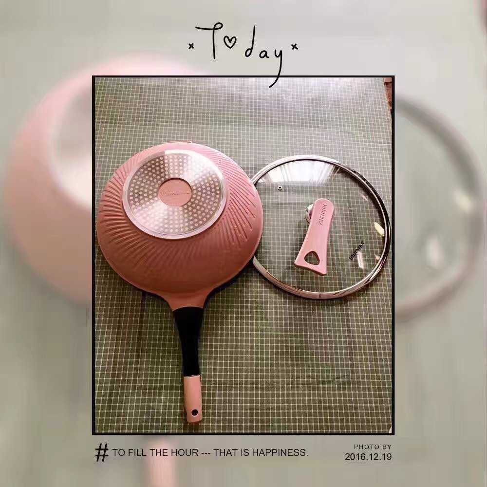 Korea Didinika Pink NonStick Stone Pan Wok Dual-Use Gas Stove ...