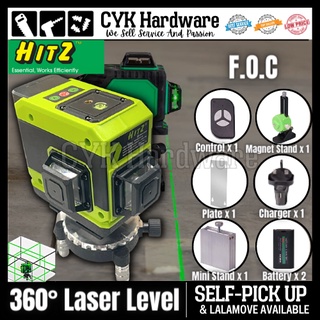 HITZ 12 Line 3D Laser Level Light Self-Leveling 360° Rotary Cross Auto ...