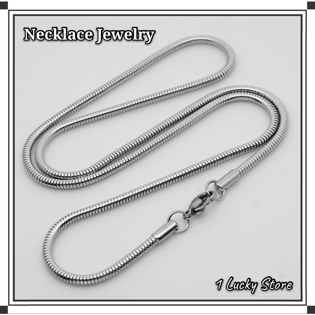 1lucky Rantai Leher Lelaki Perempuan Fashion Jewelry Unisex Necklace Silver Stainless Steel