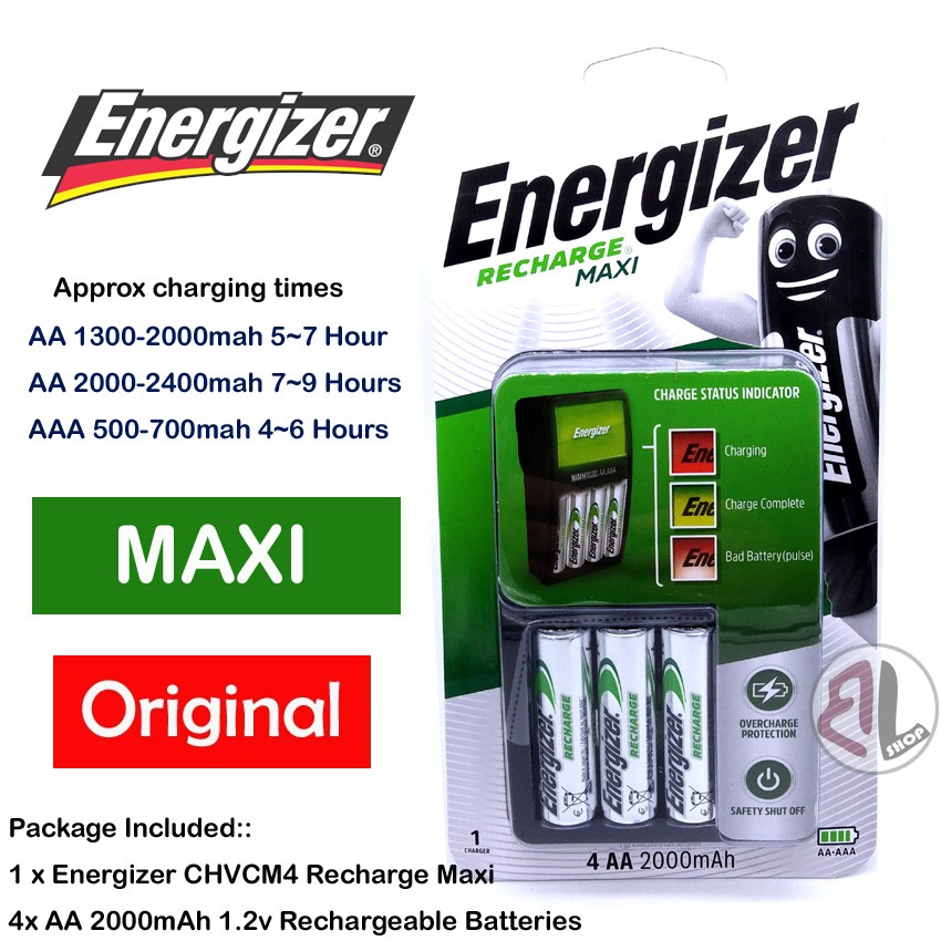 Official Energizer Recharge Maxi Includes 4x AA 2000mAh Rechargeable ...