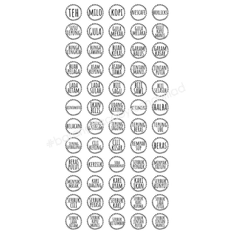 60 pcs Sticker Transparent/Mirrorcoat Label Barang Dapur, Rempah Ratus ...