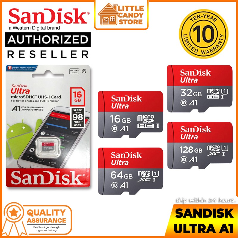 SanDisk Ultra A1 Micro SD Memory Card 140MB/s Class 10 For Phone/Dashcam/IP Cam/Tablets (128GB ...