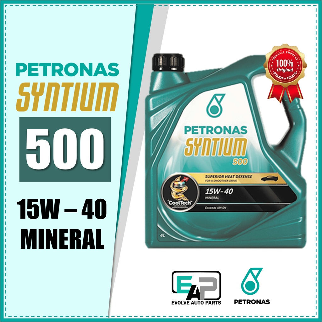 PETRONAS Syntium 500 (15W-40 Mineral) 4 Liter Engine Oil with Cooltech ...