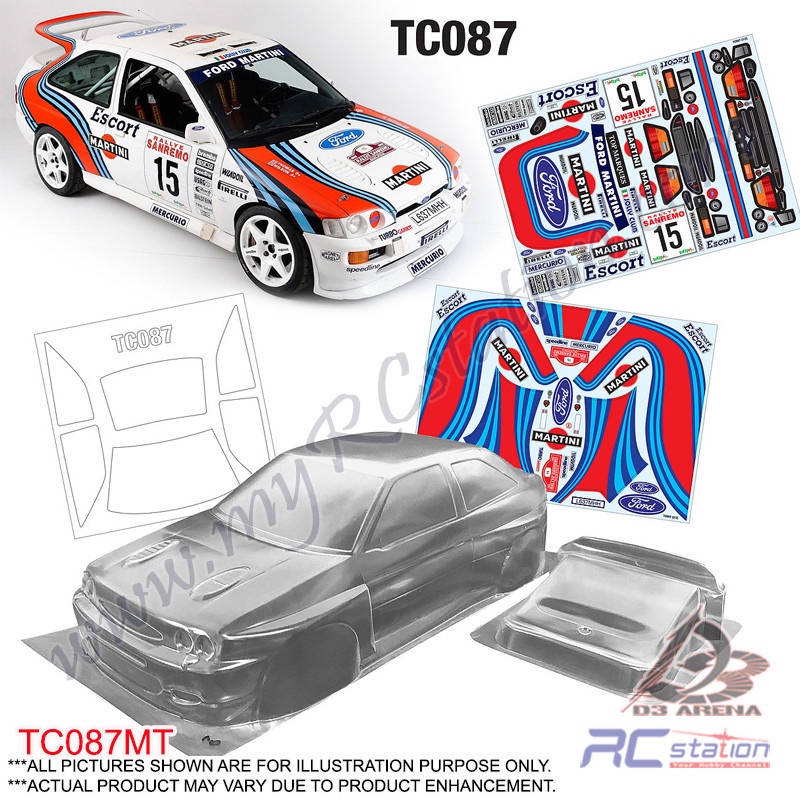 Team C Body Shell 1/10 Clear Body TC087 Ford Escort Cosworth (Width ...