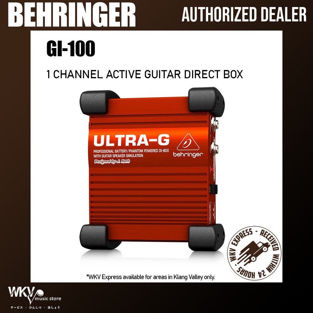 Behringer GI-100 Profesional Battery Phantom Powered DI Box with Guitar ...