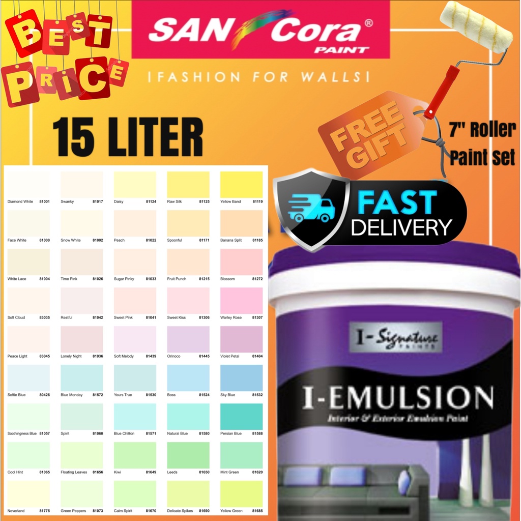 SANCORA 15 LITER I-EMULSION INSPIRATION INTERIOR & EXTERIOR WALL PAINT / CAT DINDING DALAM DAN ...