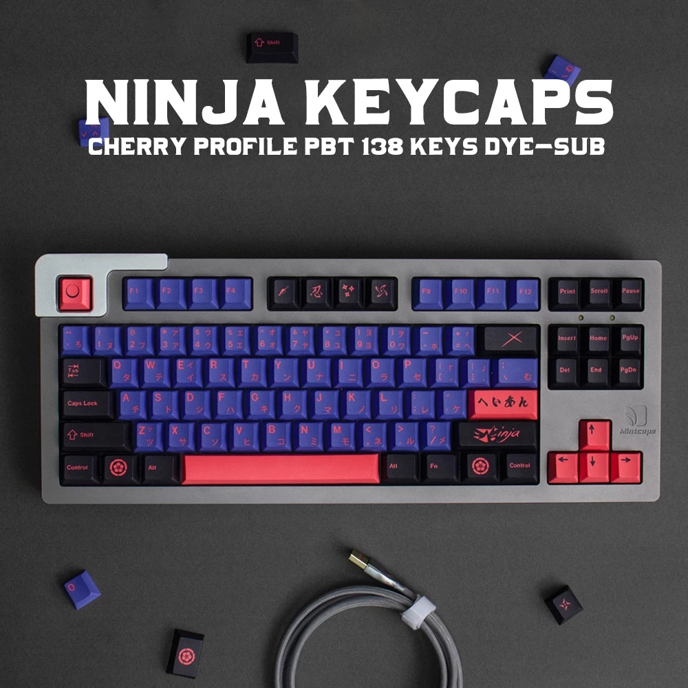136 Keys Clones Ninja Keycap Cherry Profile PBT Dye Sublimation Keycaps ...