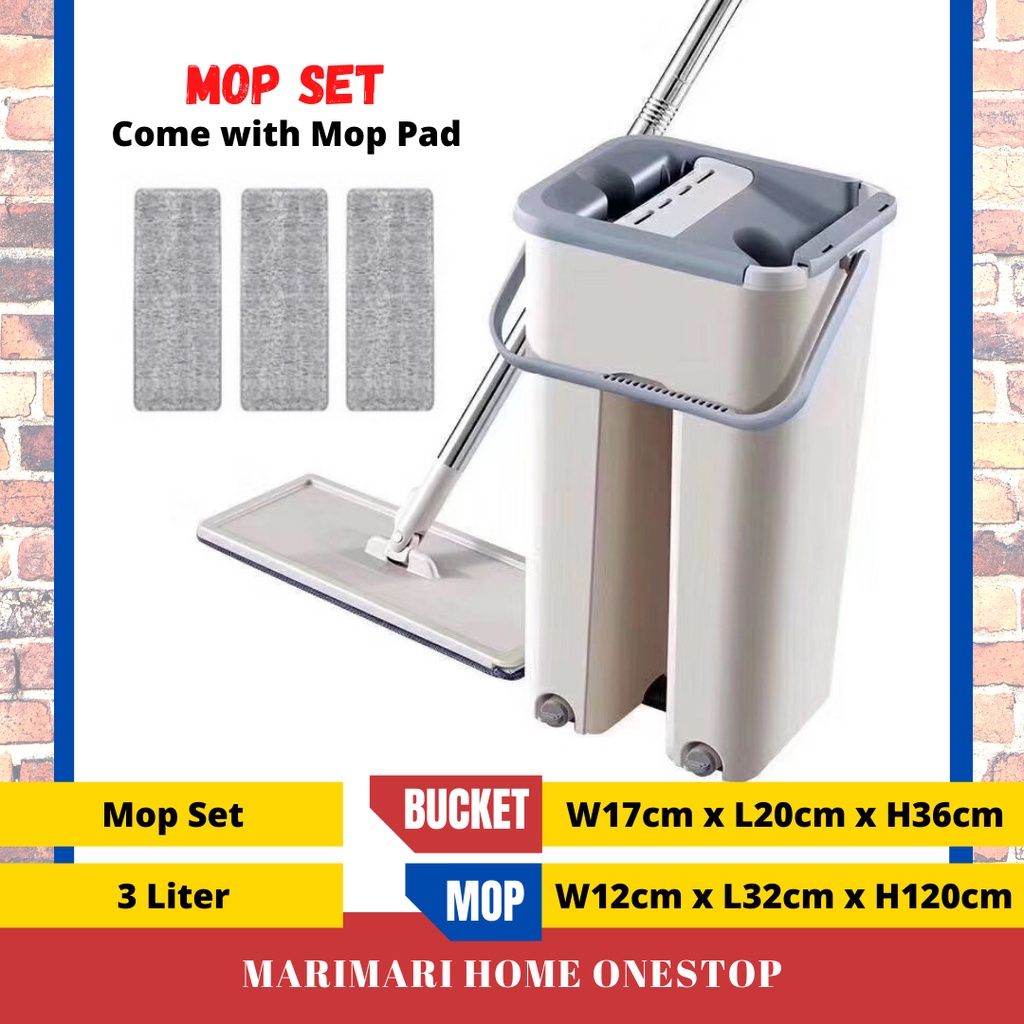 New Mop Self-Wash and Squeeze Dry Flat Mop with Bucket Come with Mop ...