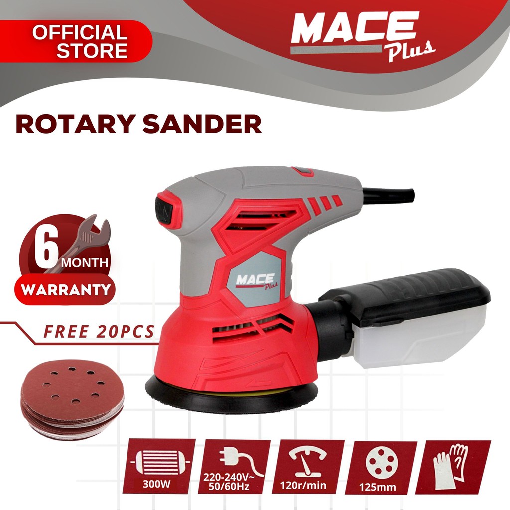 MACE Plus MT-RS300 300W Rotary Sander 125mm Sanding Tool Finishing ...