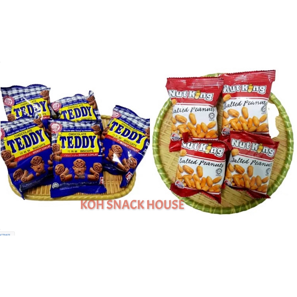 SNACKS ATTACK! 4-5Packs Teddy Bear Chocolate Biscuits / Nut King Salted ...