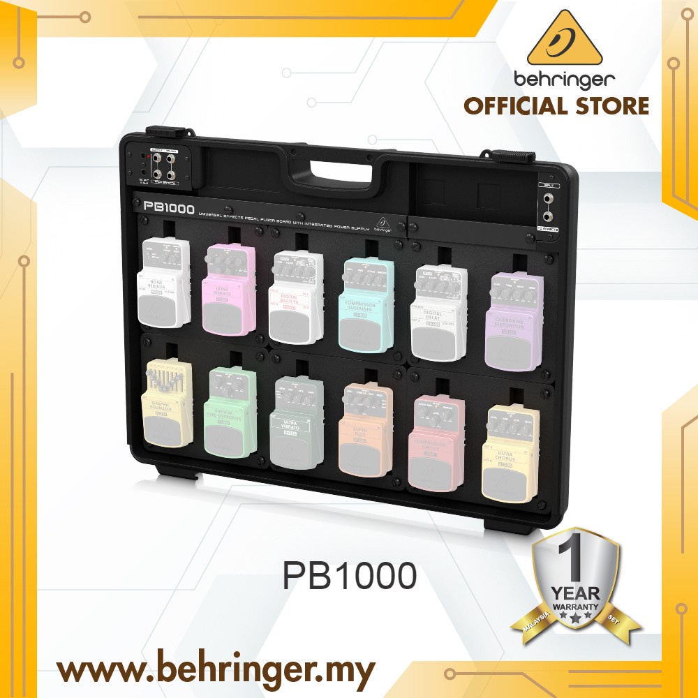 BEHRINGER PB1000 Universal Effects Pedal Floor Board with Integrated ...