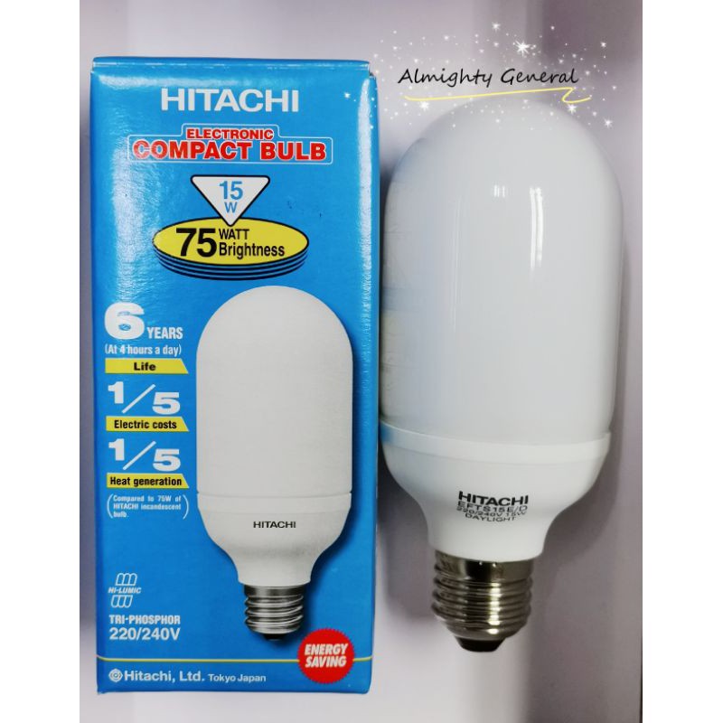 Japan Hitachi SLE Energy Savings Bulb 15W Daylight White E27 Electronic ...