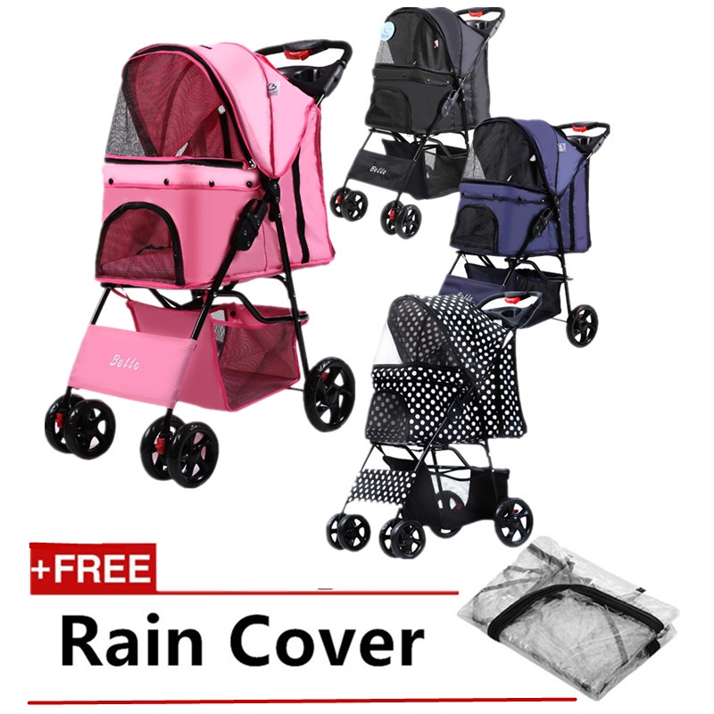 READY STOCK Bello Japanese 4 Wheel Pet Stroller Trolley Stroller Kucing ...