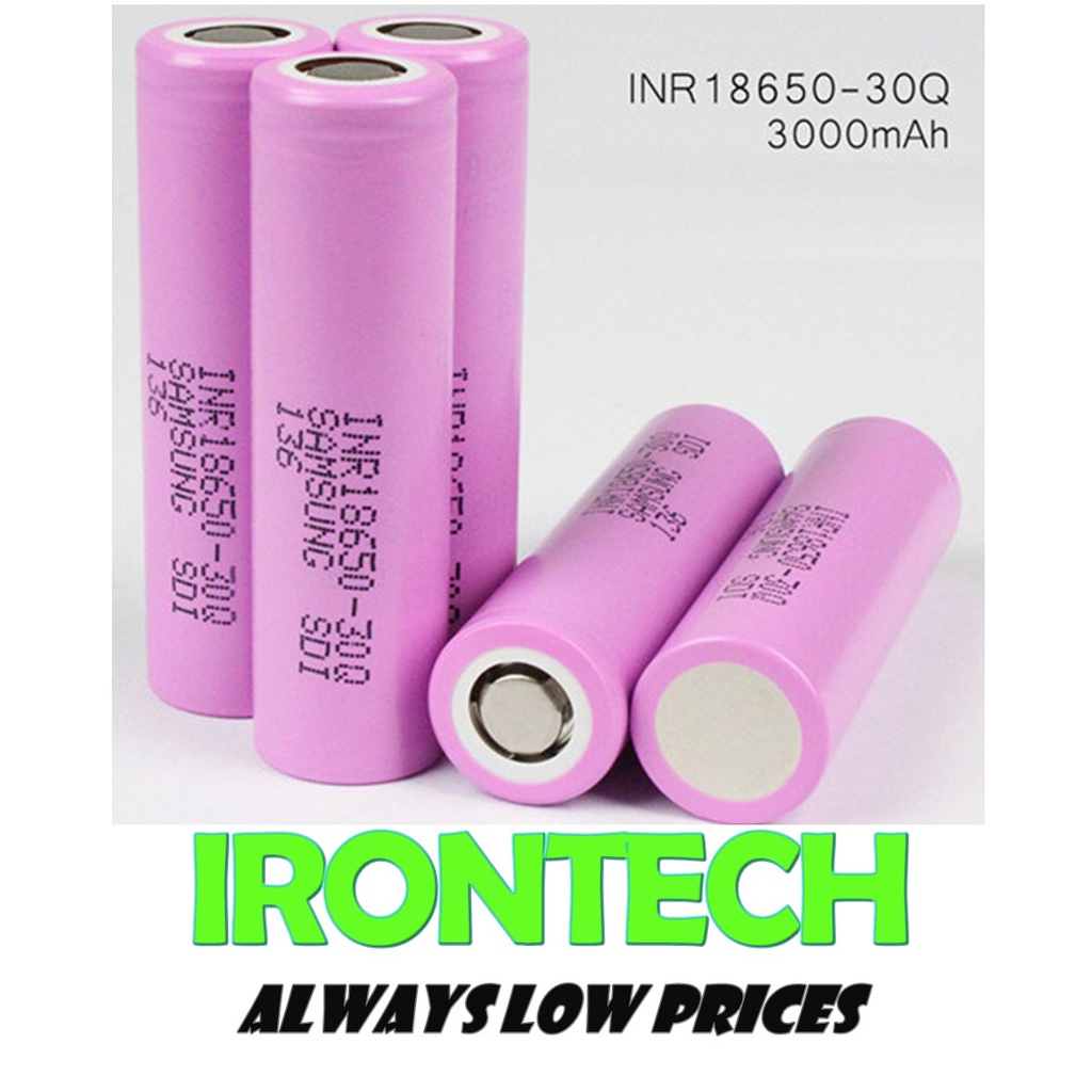 INR18650 30Q 3.7V 3000MAH 15A 5C Rechargeable 18650 Battery for Power ...