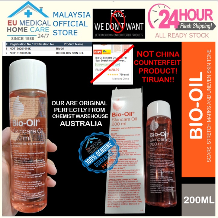 Bio-Oil Purcellin Skincare Oil 200ml For Scar Stretch marks Uneven Skin ...