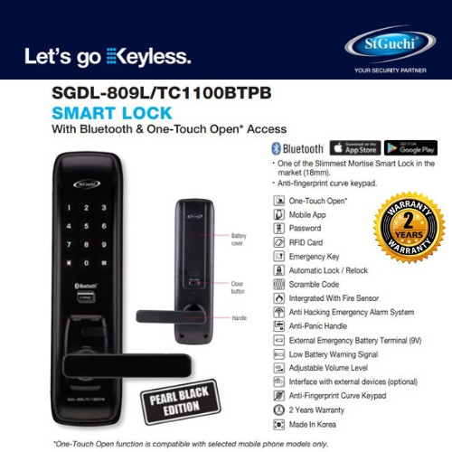 ST GUCHI SGDL-809L/1100BTPB SMART APP DIGITAL DOOR LOCK | Shopee Malaysia