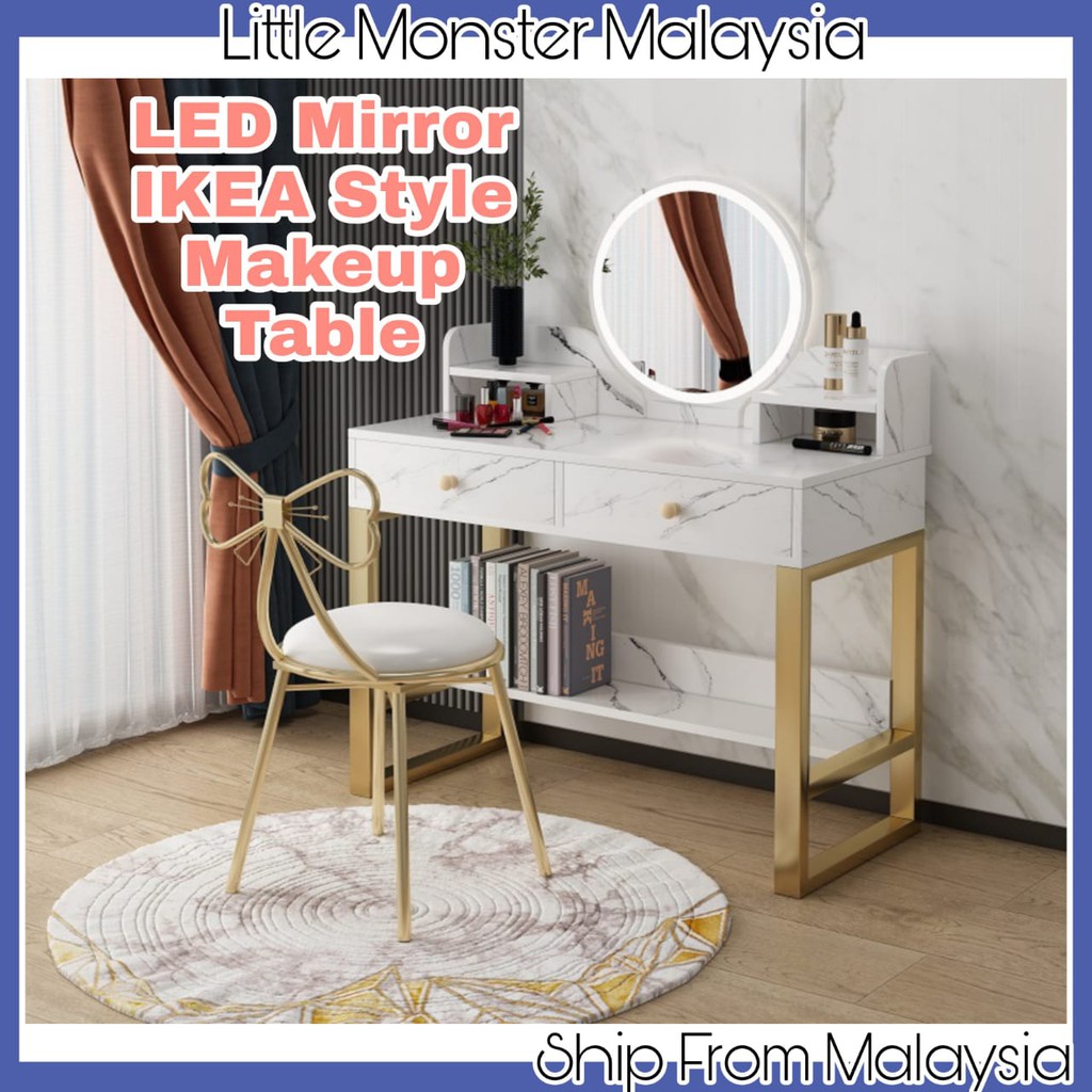 IKEA STYLE Dressing Makeup Table LED Mirror Modern Dressing Cosmetic ...