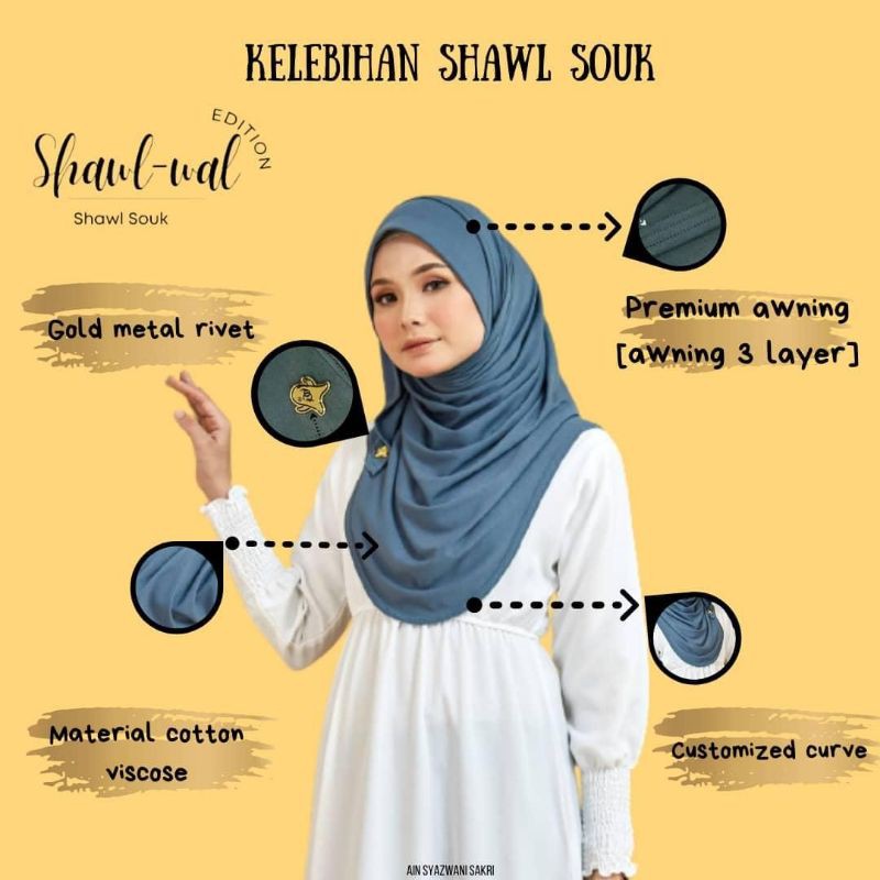 Shawl Souk BCF Shawl Souk ByChefiza Shawl instant Tudung raya Selendang ...