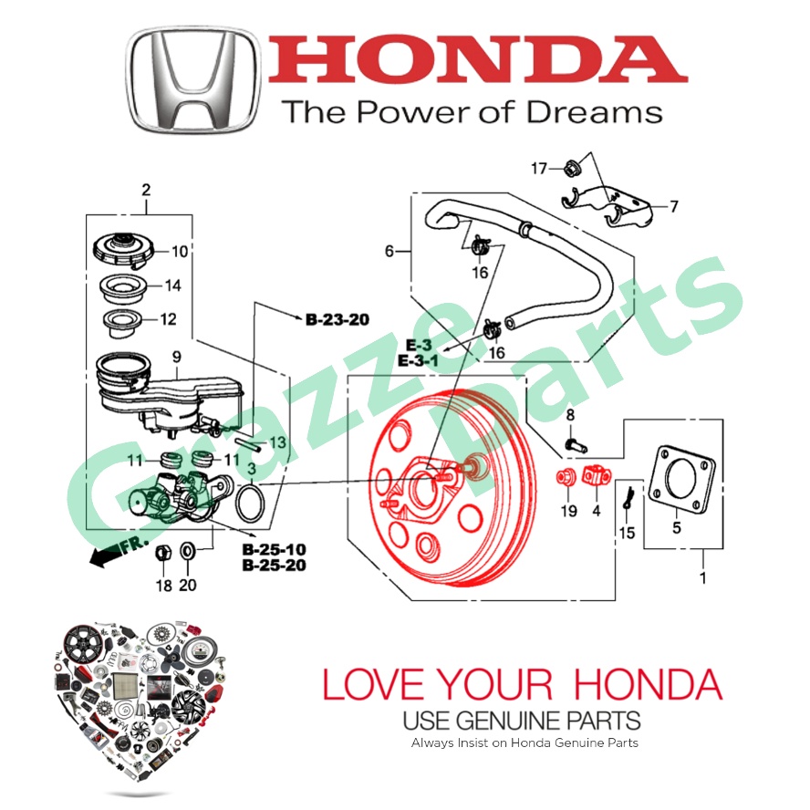 Honda Original Brake Booster Assembly 01469-T9A-T00 for Honda City TMO ...