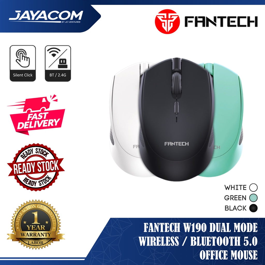 Fantech W190 Dual Mode Wireless / Bluetooth 5.0 Office Mouse (Black ...